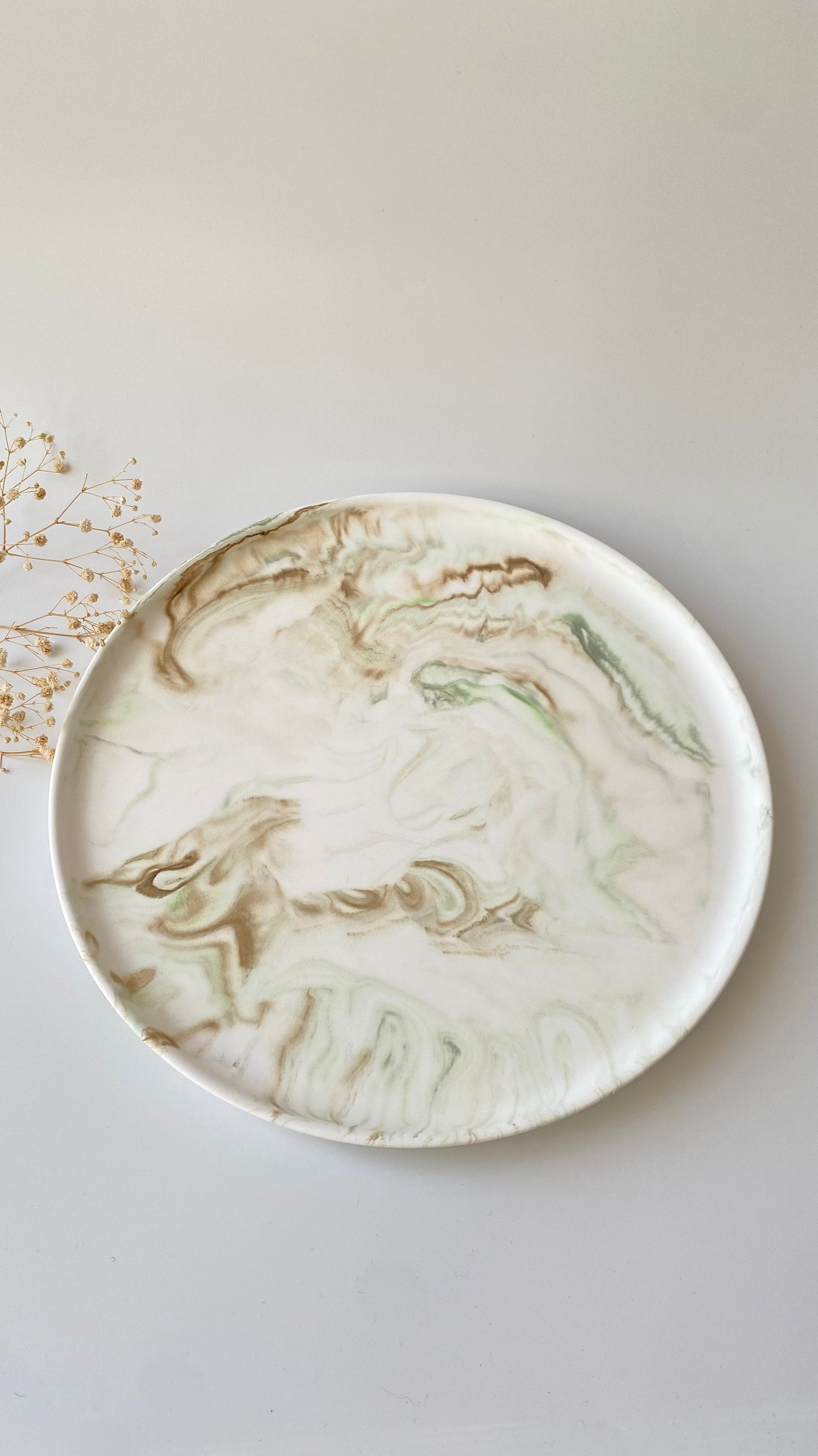 Large Round Marble Stone Tray, Large Concrete Serving Tray, Large ...