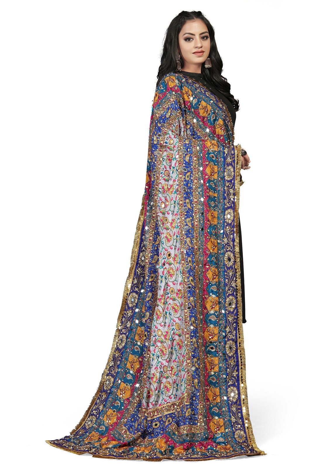 Multi Colored Dupatta Perfect for All Occasions Silver Blue - Etsy