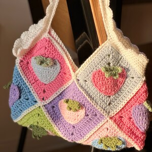 Strawberry Crochet Granny Square Tote Bag Pattern (PDF Pattern) - Etsy