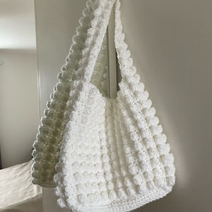 Crochet Cloud Tote Bag Pattern, Beginner Friendly Tote Bag Crochet Pattern, Bubble Stitch ...