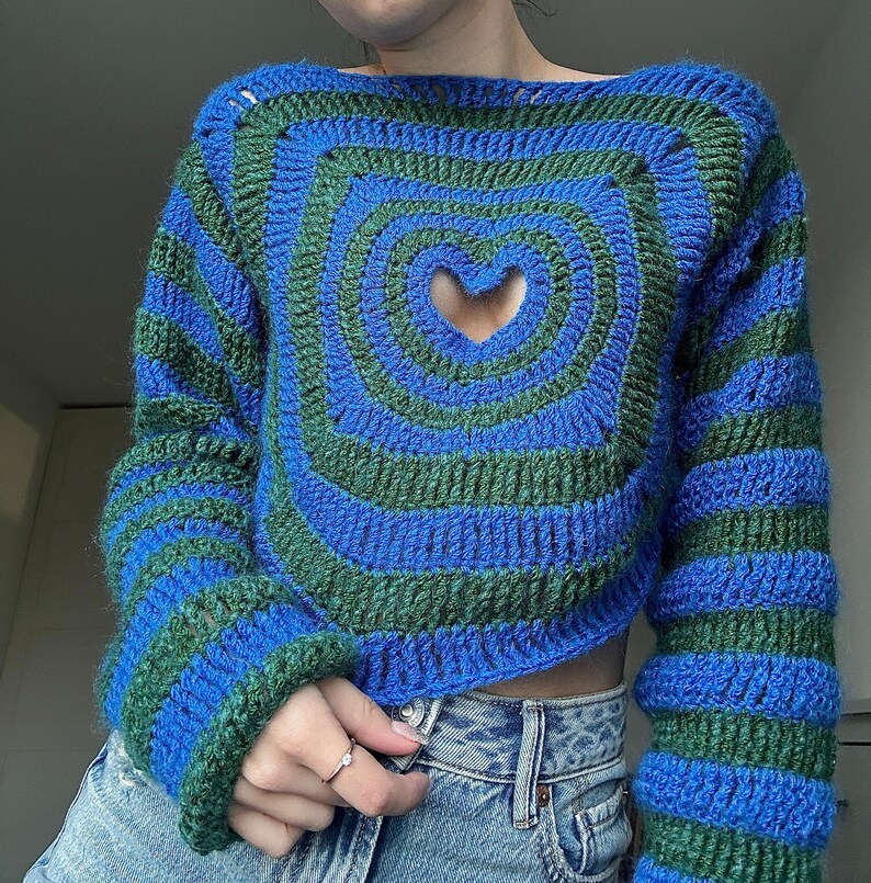 Crochet Heart Cut Out Sweater Pattern, Heartburn Crochet Long Sleeve ...