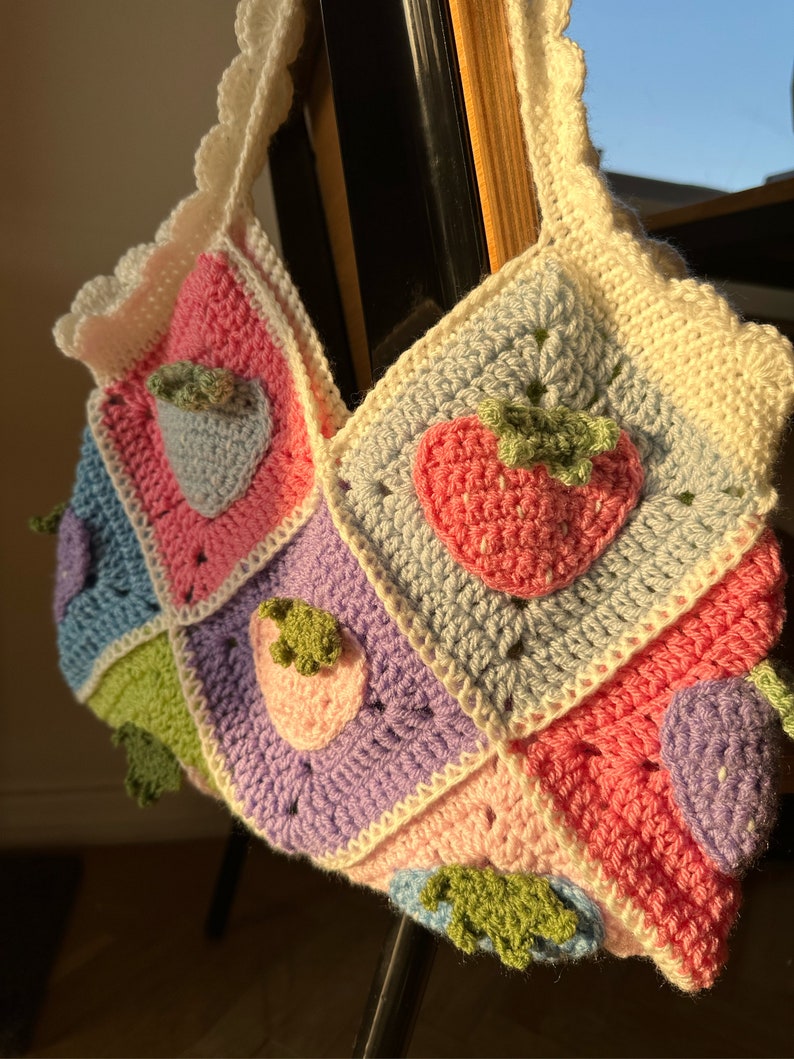 Strawberry Crochet Granny Square Tote Bag Pattern (PDF Pattern) - Etsy