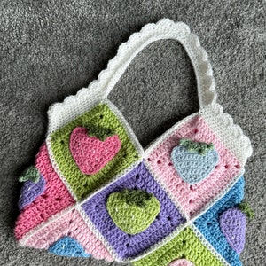 Strawberry Crochet Granny Square Tote Bag Pattern (PDF Pattern) - Etsy