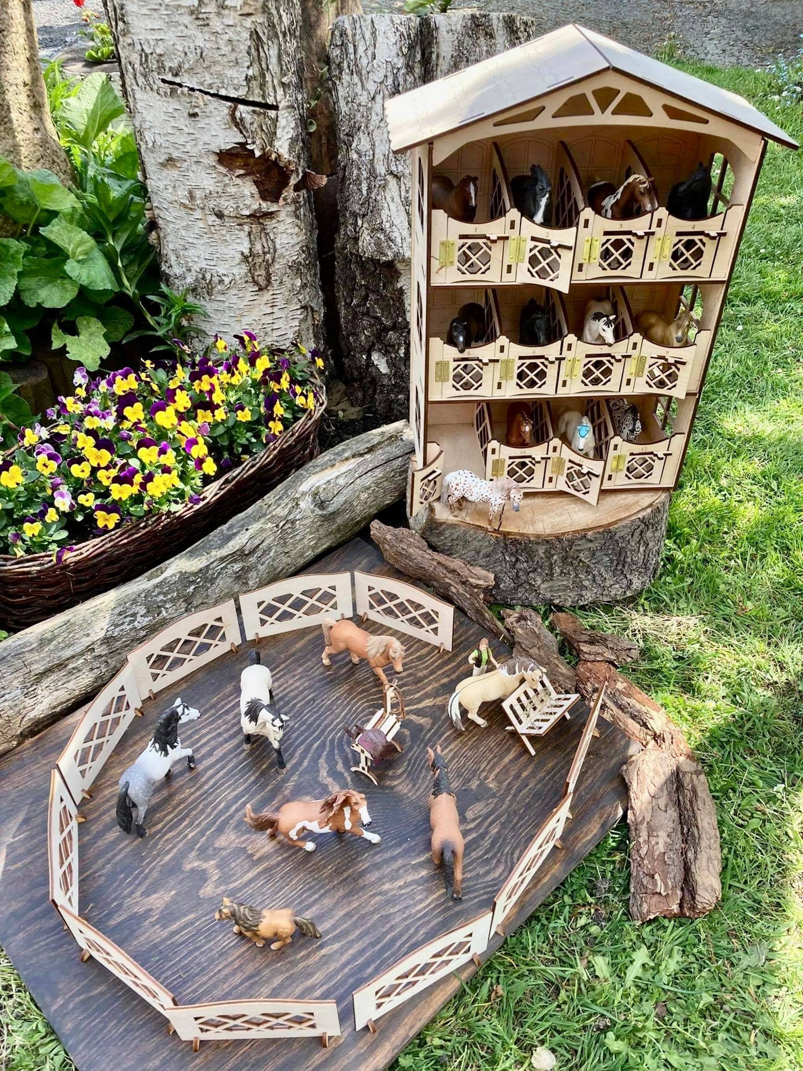 Wooden Wall Stable 12 Stalls Lighting 42 Elements. - Etsy