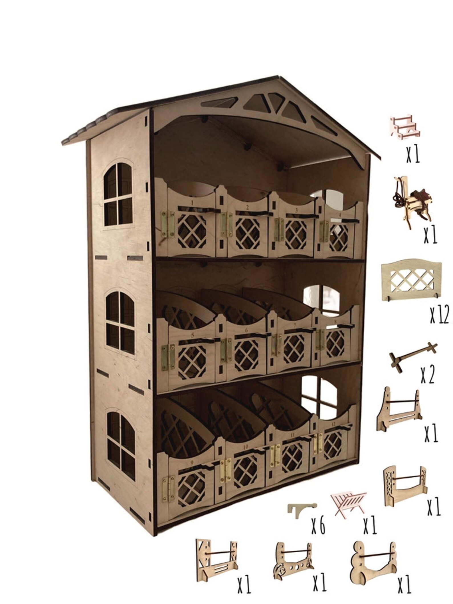 Wooden Wall Stable 12 Stalls Lighting 42 Elements. - Etsy