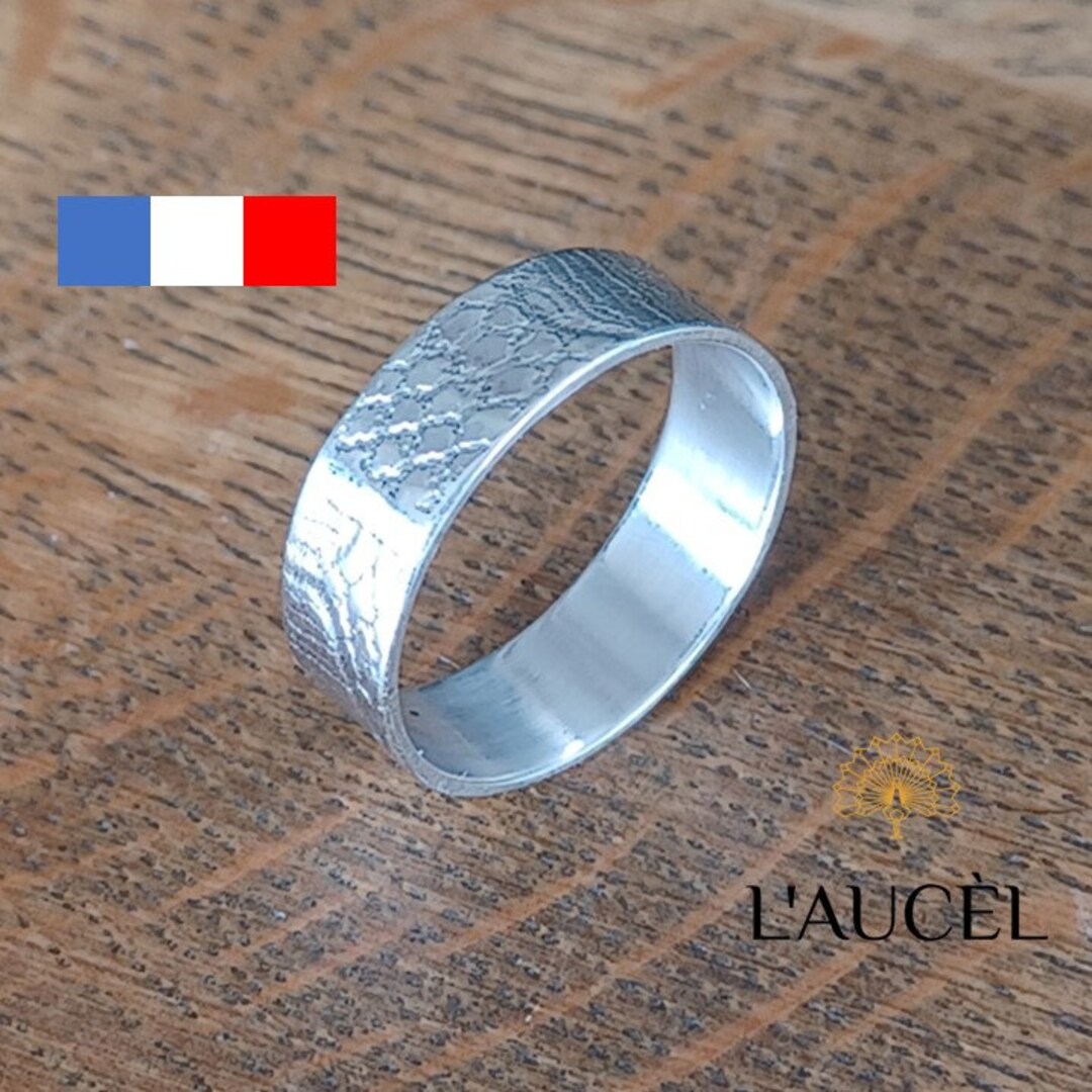 Wide Ring in Sterling Silver, Lace Pattern. Designer Jewelry. Feather ...