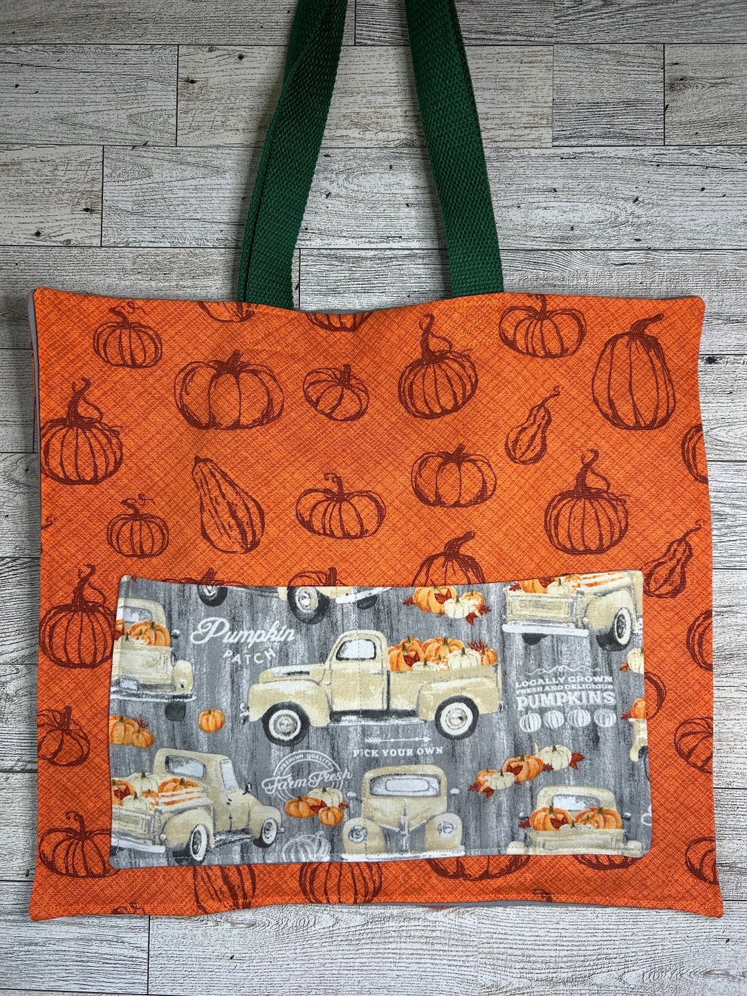 Pumpkin Patch Reversible Tote Bag, Double Layer, Sturdy, Hand Crafted ...