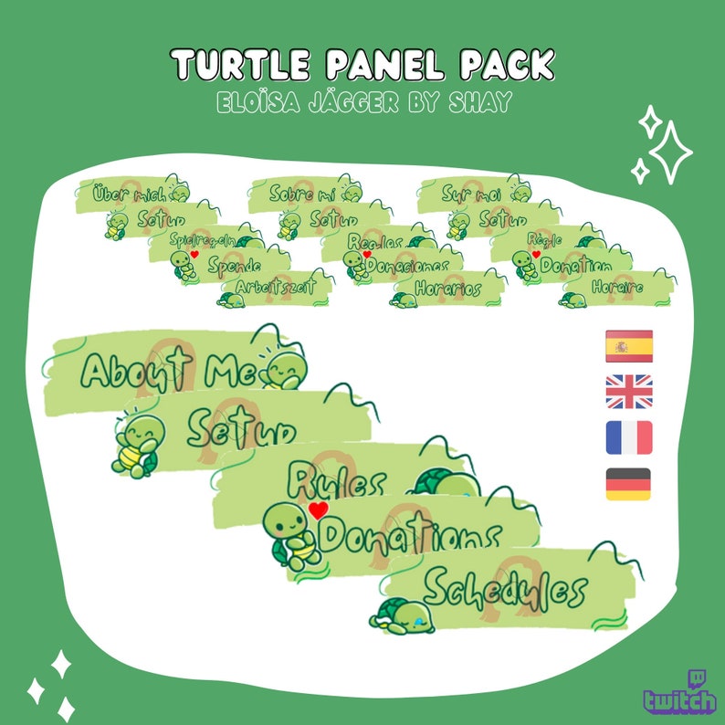 TWITCH PANELS Turtle Pack Eng Esp Fr Dt - Etsy