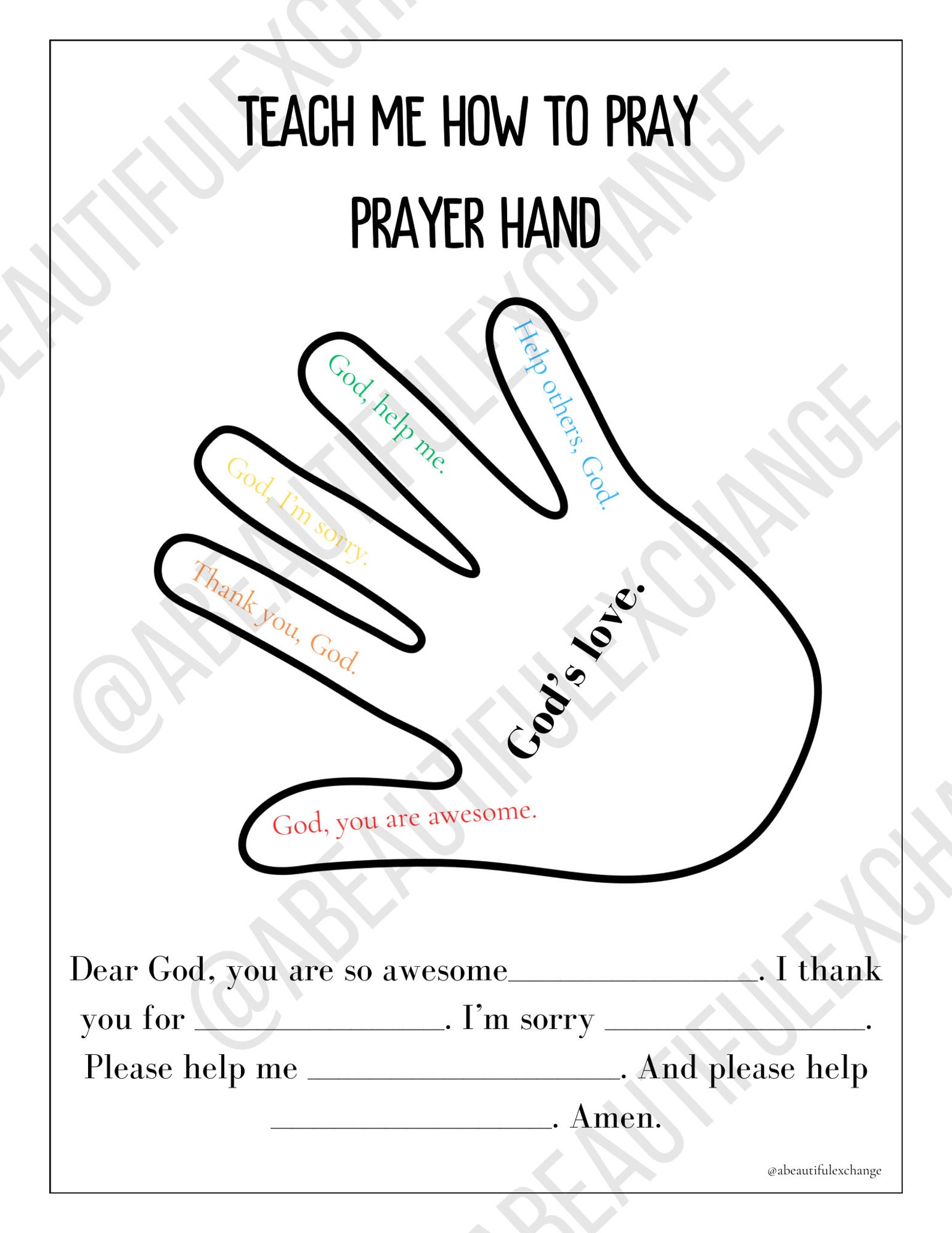 Teach Me How to Pray Prayer Hand - Etsy