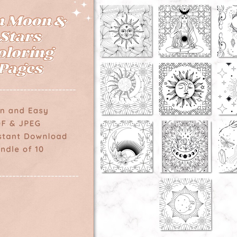 Celestial Coloring Page - Etsy