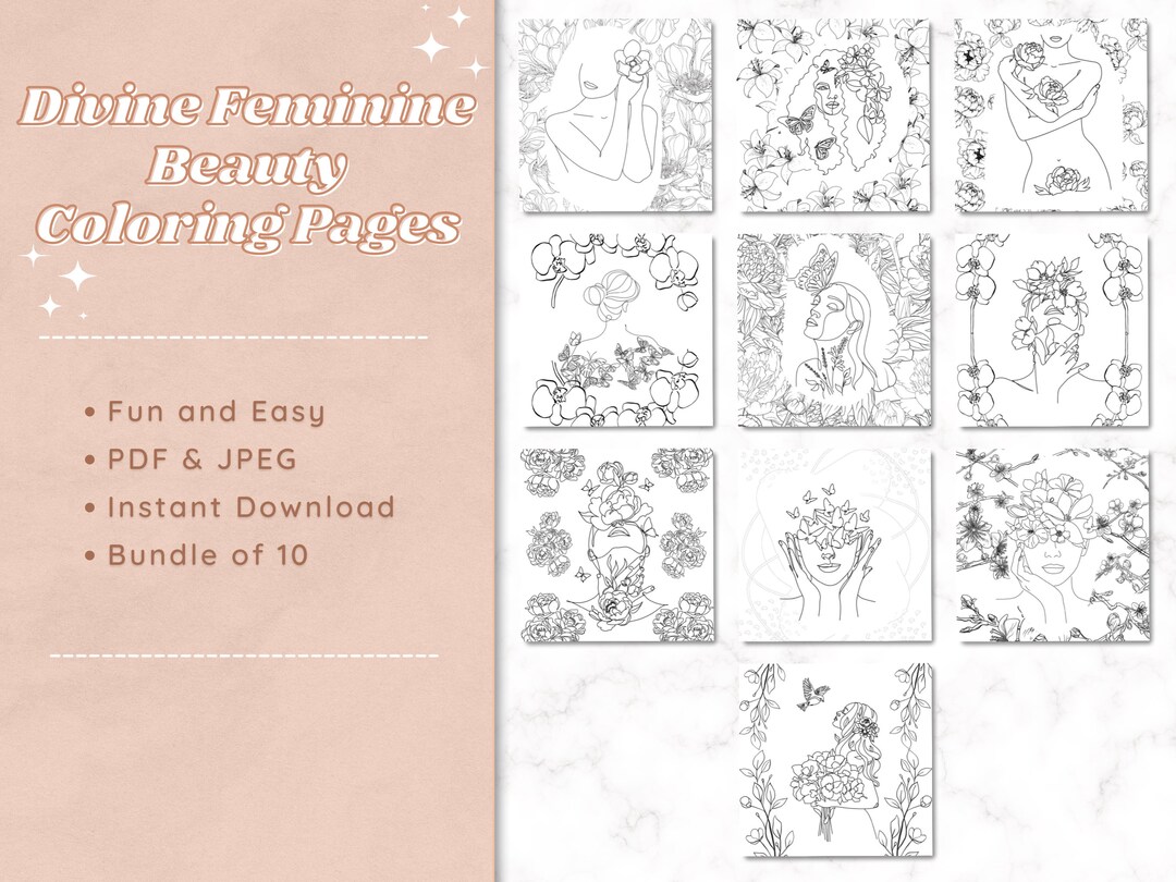Divine Feminine Coloring Feminine Energy Coloring Pages Adult Coloring ...