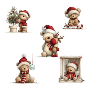 Bears Christmas Clipart: Festive Holiday Graphics (digital Download ...