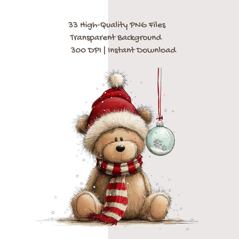 Bears Christmas Clipart: Festive Holiday Graphics (digital Download ...