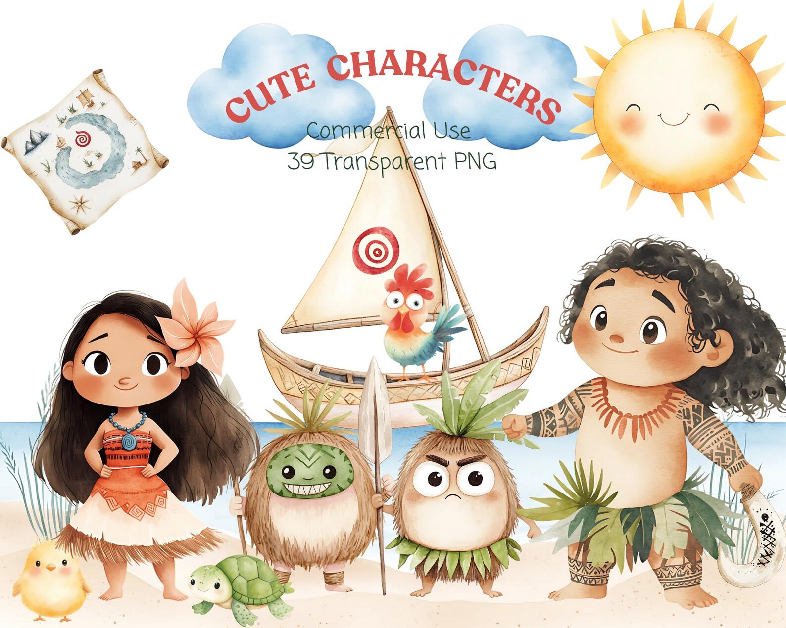Polynesian Princess Clipart - Kids Clipart- Nursery Decor Png - Fantasy ...