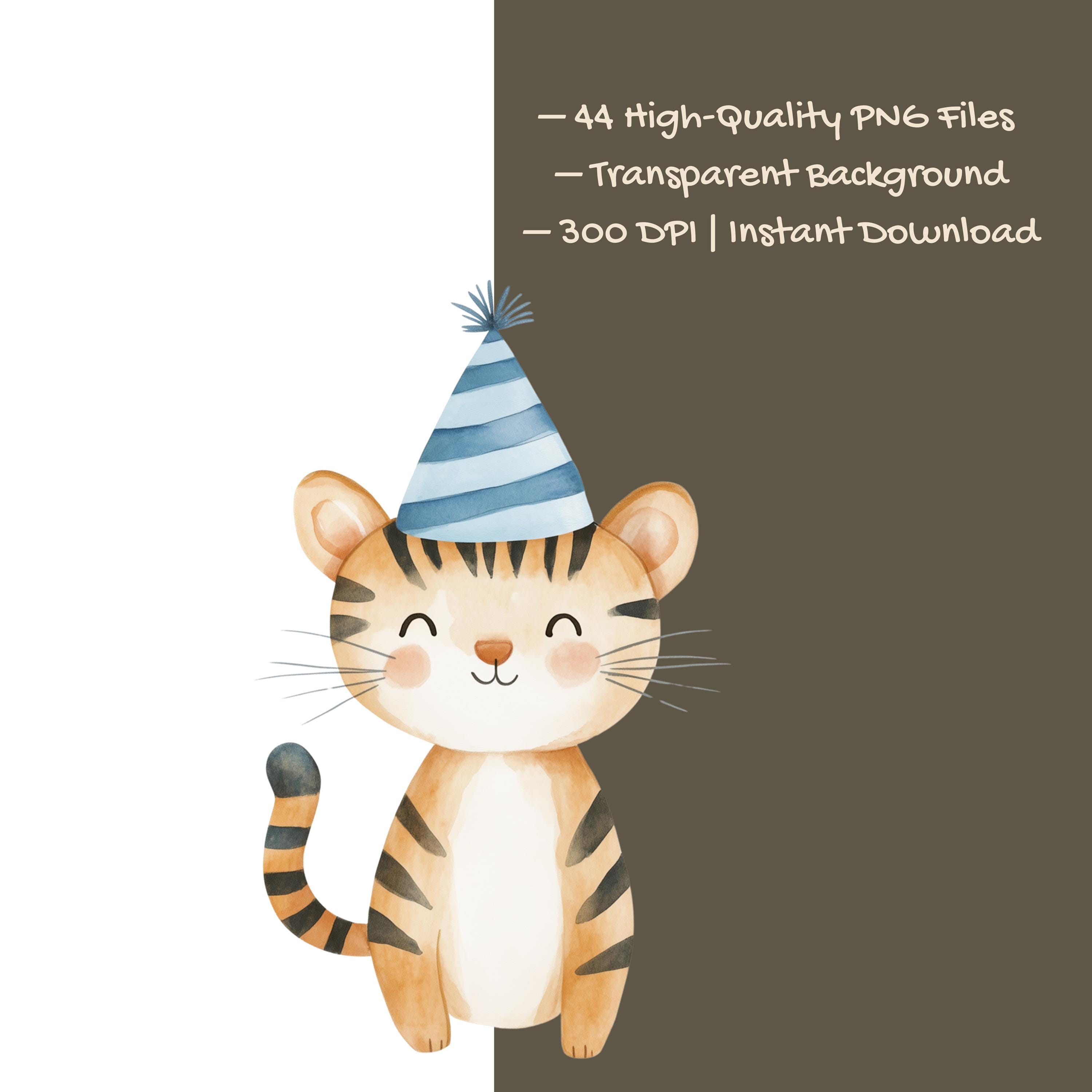 Animals Party Clipart | Jungle Safari Birthday PNG | Cute Baby Animal ...