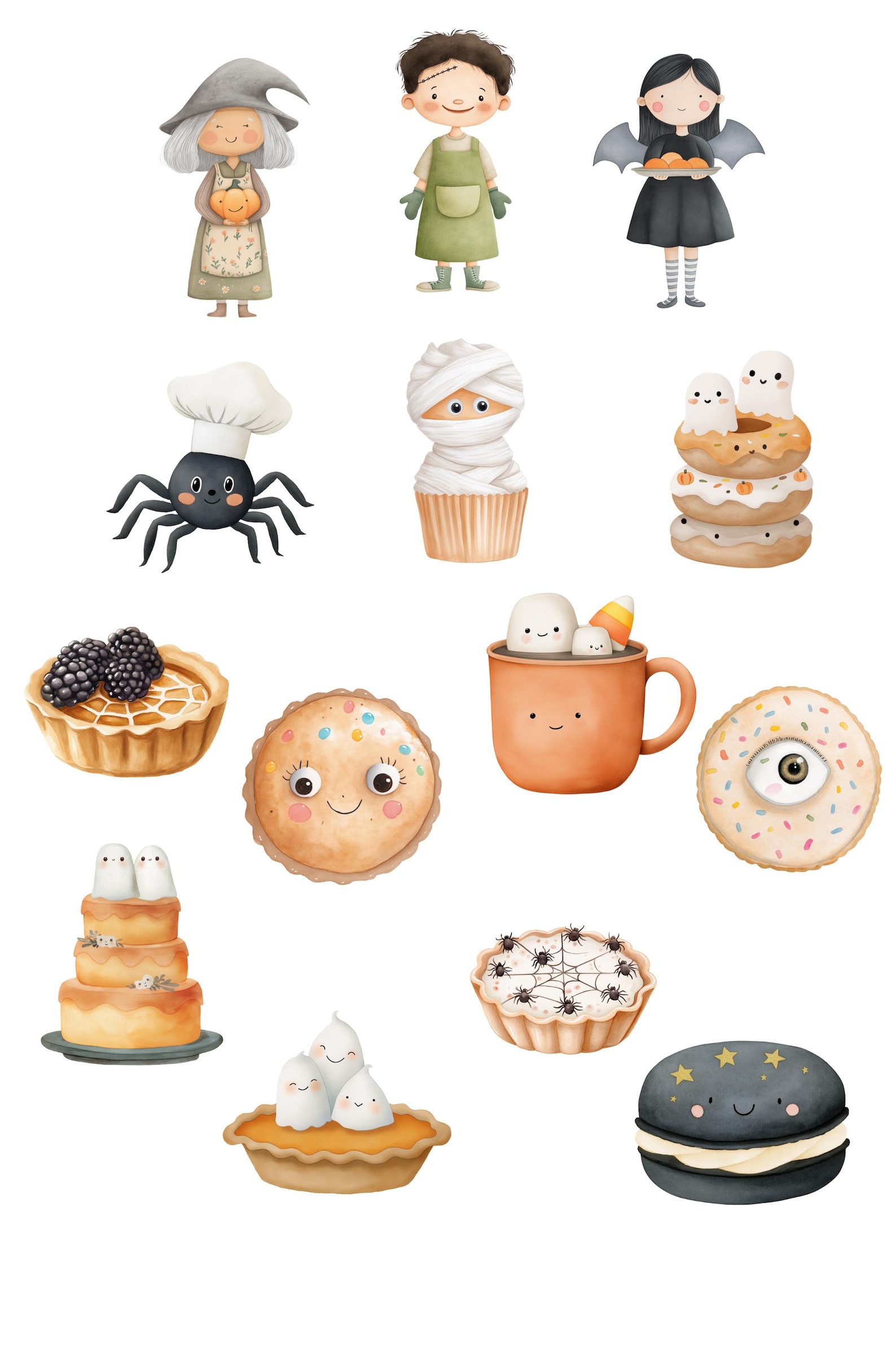Halloween Bakery Clipart Bundle, Spooky Sweet Graphics (PNG) - Etsy