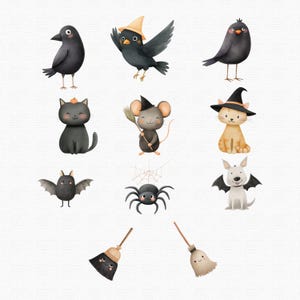 Halloween Family Clipart – Whimsical Witch, Spooky Kids PNG (commercial ...