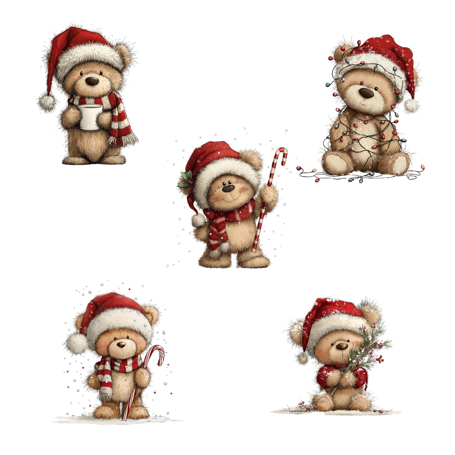 Bears Christmas Clipart: Festive Holiday Graphics (digital Download ...