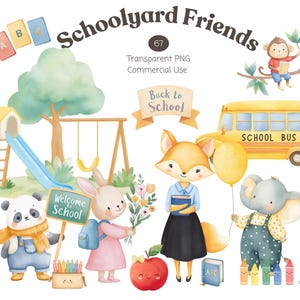 School Clipart Bundle – Cute Animals, Woodland Autumn Classroom ...