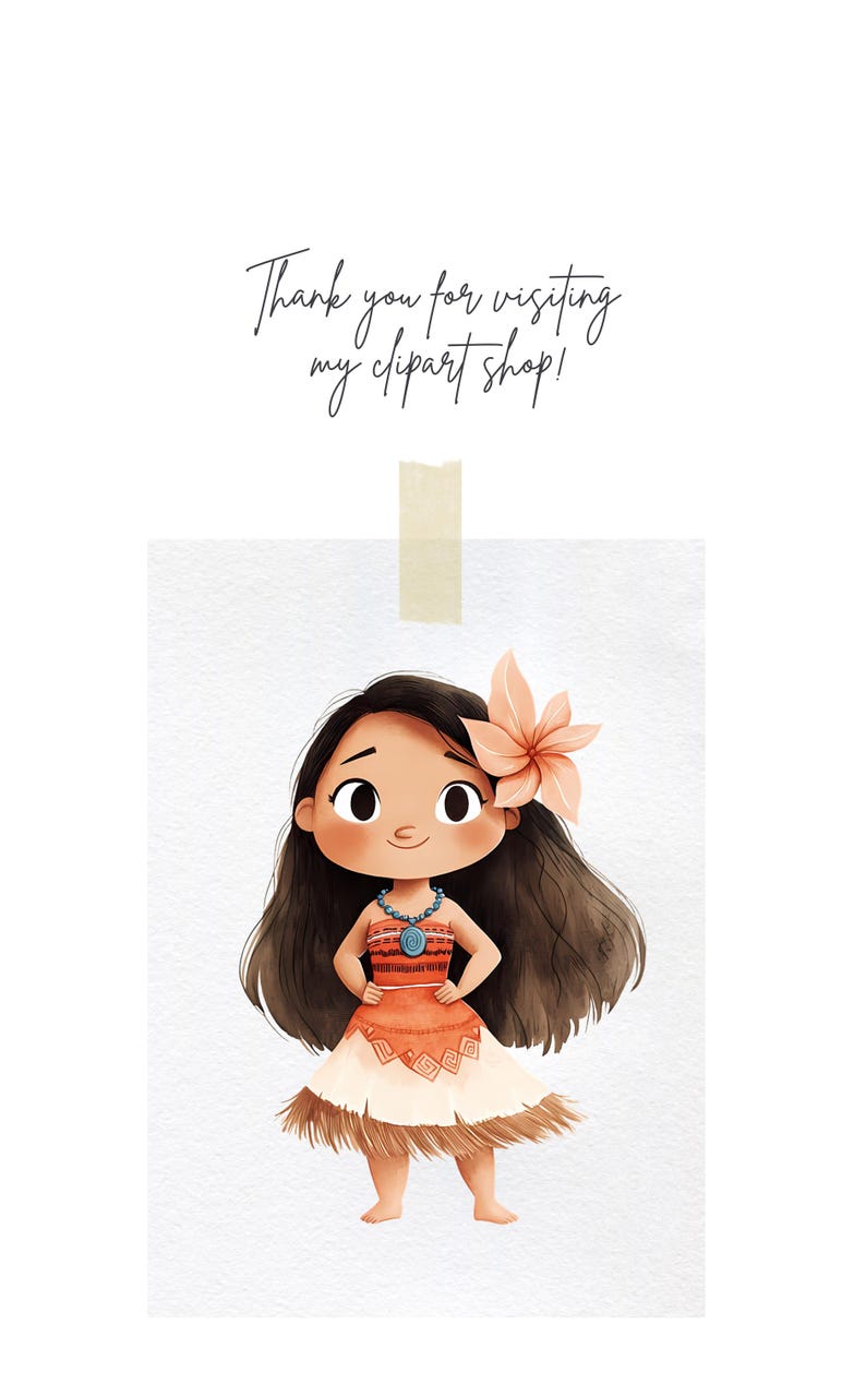 Polynesian Princess Clipart - Kids Clipart- Nursery Decor Png - Fantasy ...