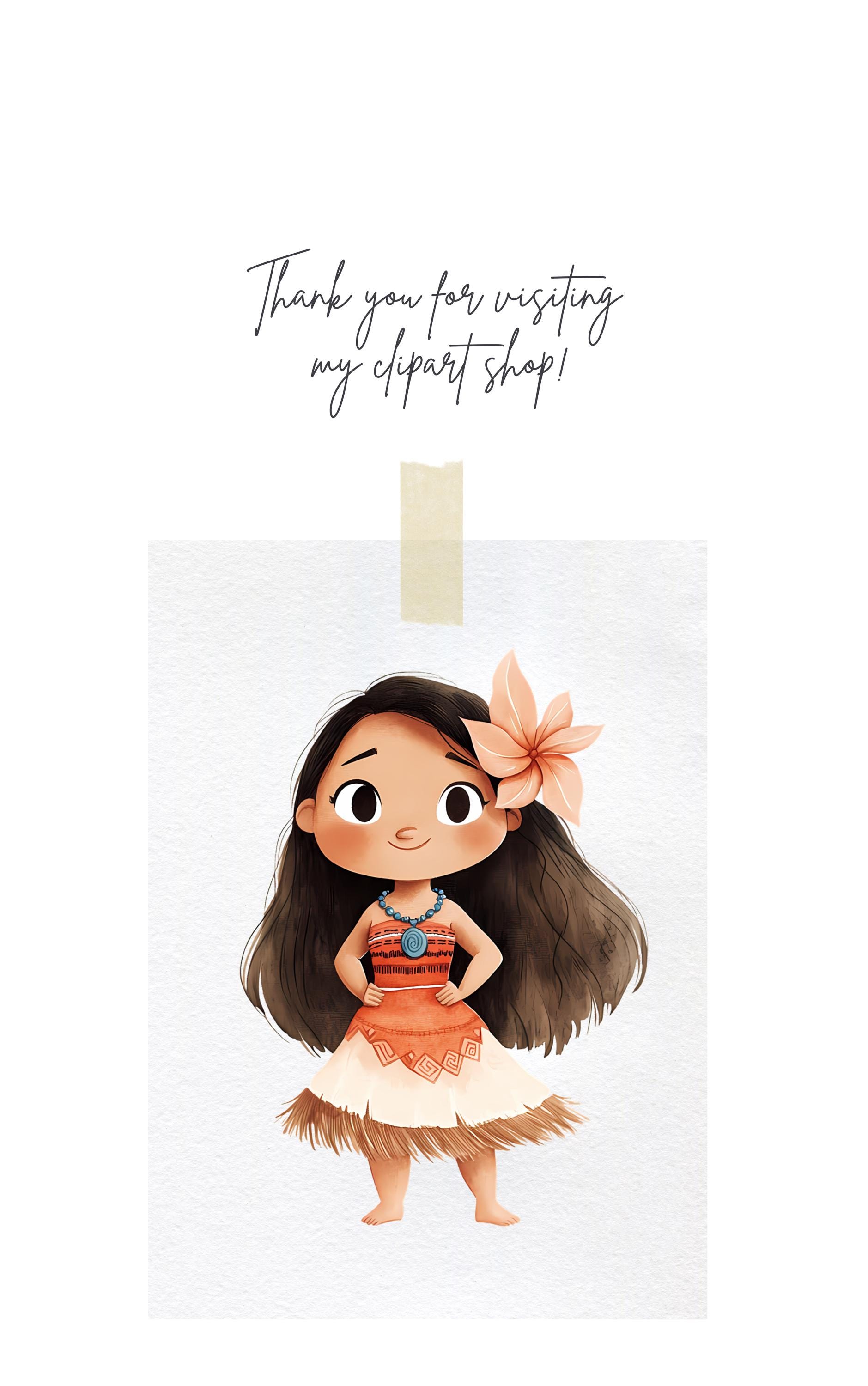 Watercolor Polynesian Princess Clipart: Fantasy Nursery PNG (digital ...