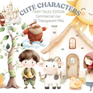 Watercolor Fairytale Clipart: Storybook Nursery PNG Images (digital ...