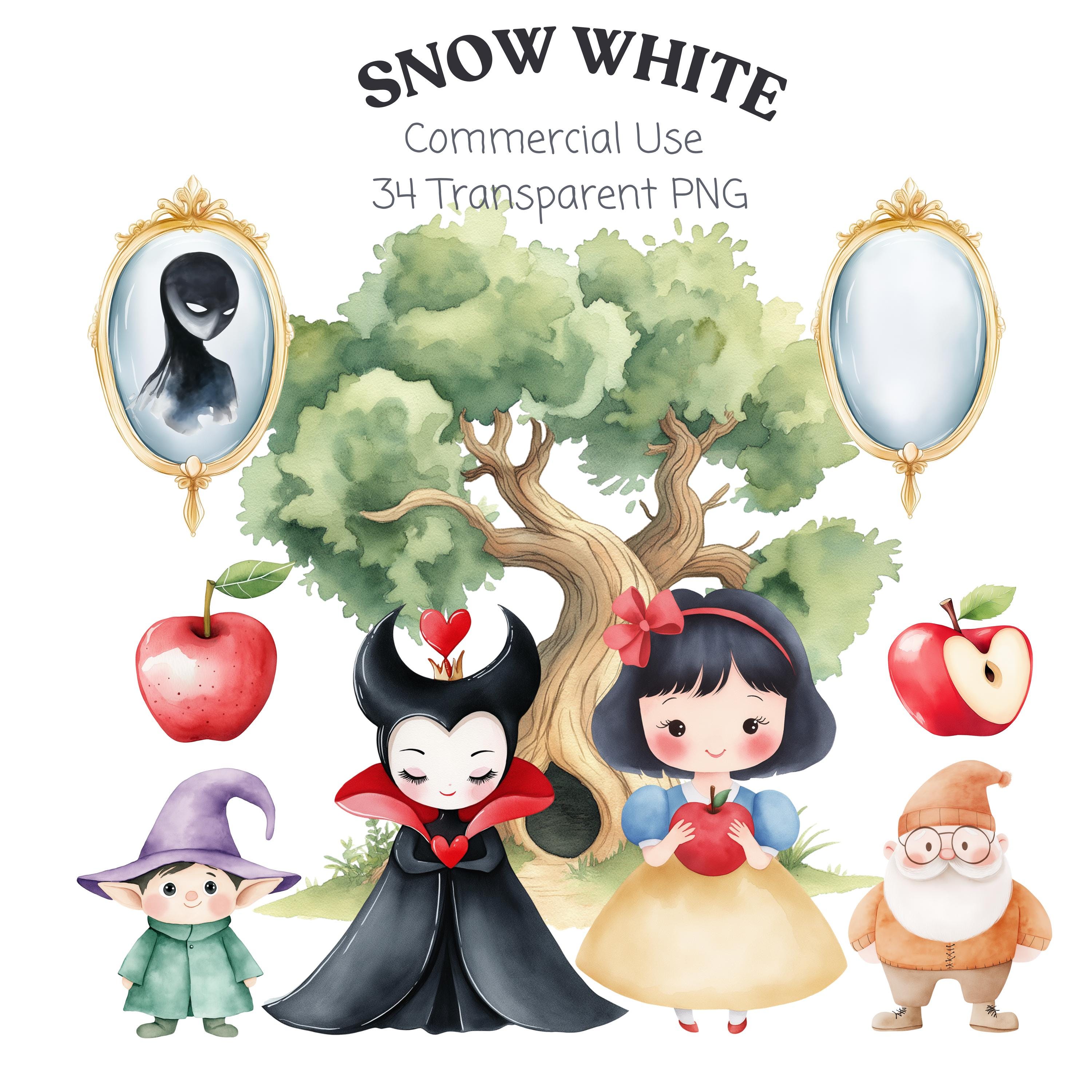 Snow White Clipart Bundle: Princess Digital Graphics (instant Download ...
