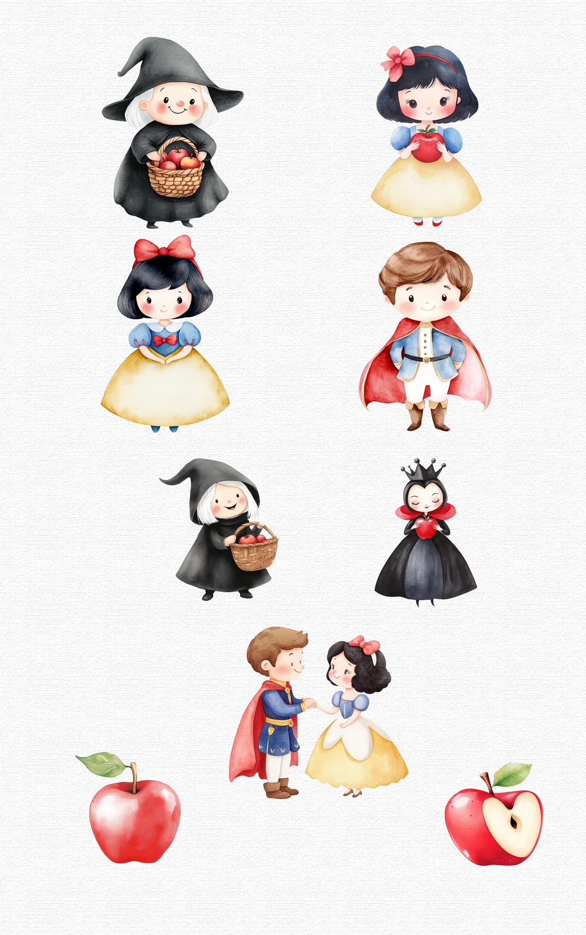 Princess Snow Digital Graphics - Cute Clipart Bundle - Fairytale Snow ...