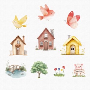 Three Little Pigs Clipart Bundle: Fairy Tale Nursery Art (PNG, PDF ...