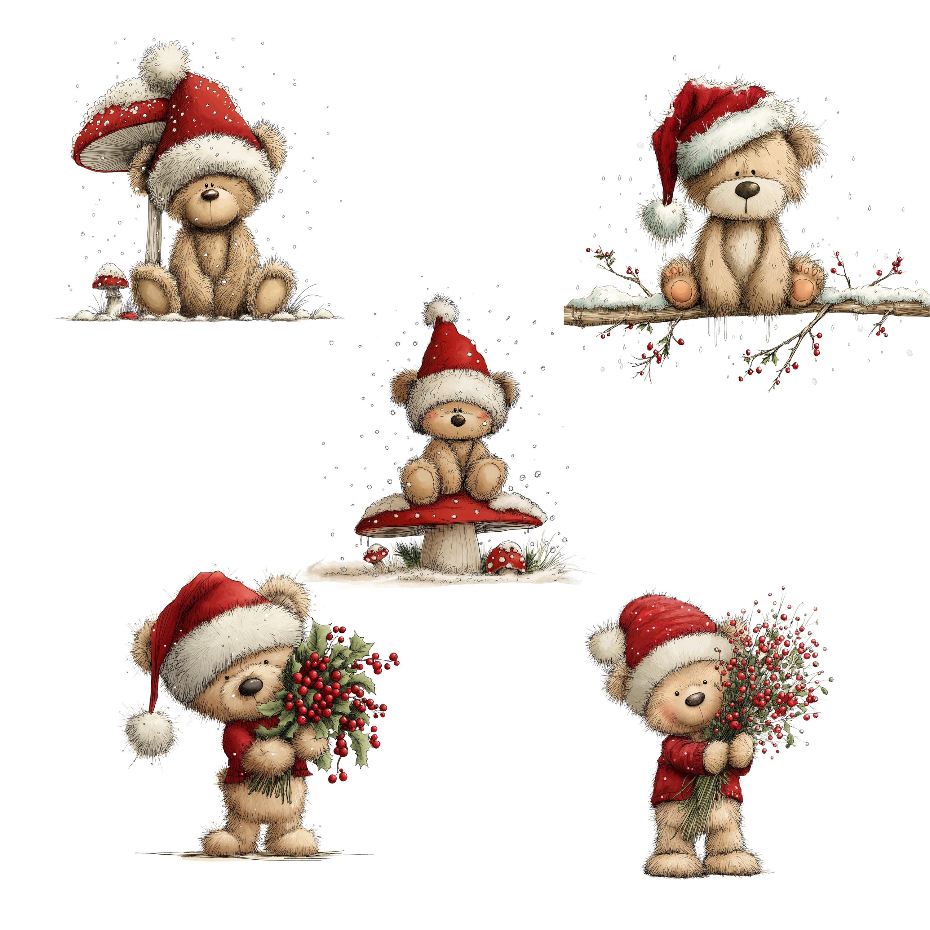 Bears Christmas Clipart: Festive Holiday Graphics (digital Download ...