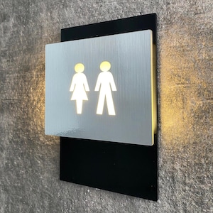 Luminous Restroom Sign, Lighted Toilet Icon, Backlit Bathroom Decor ...