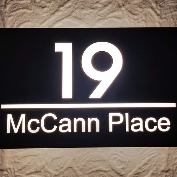 Illuminated House Number Sign, Modern LED Door Numbers, Custom Address ...