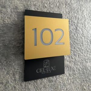 Gold Acrylic Illuminated Hotel Room Sign, Custom LED Modern Door Plaque ...