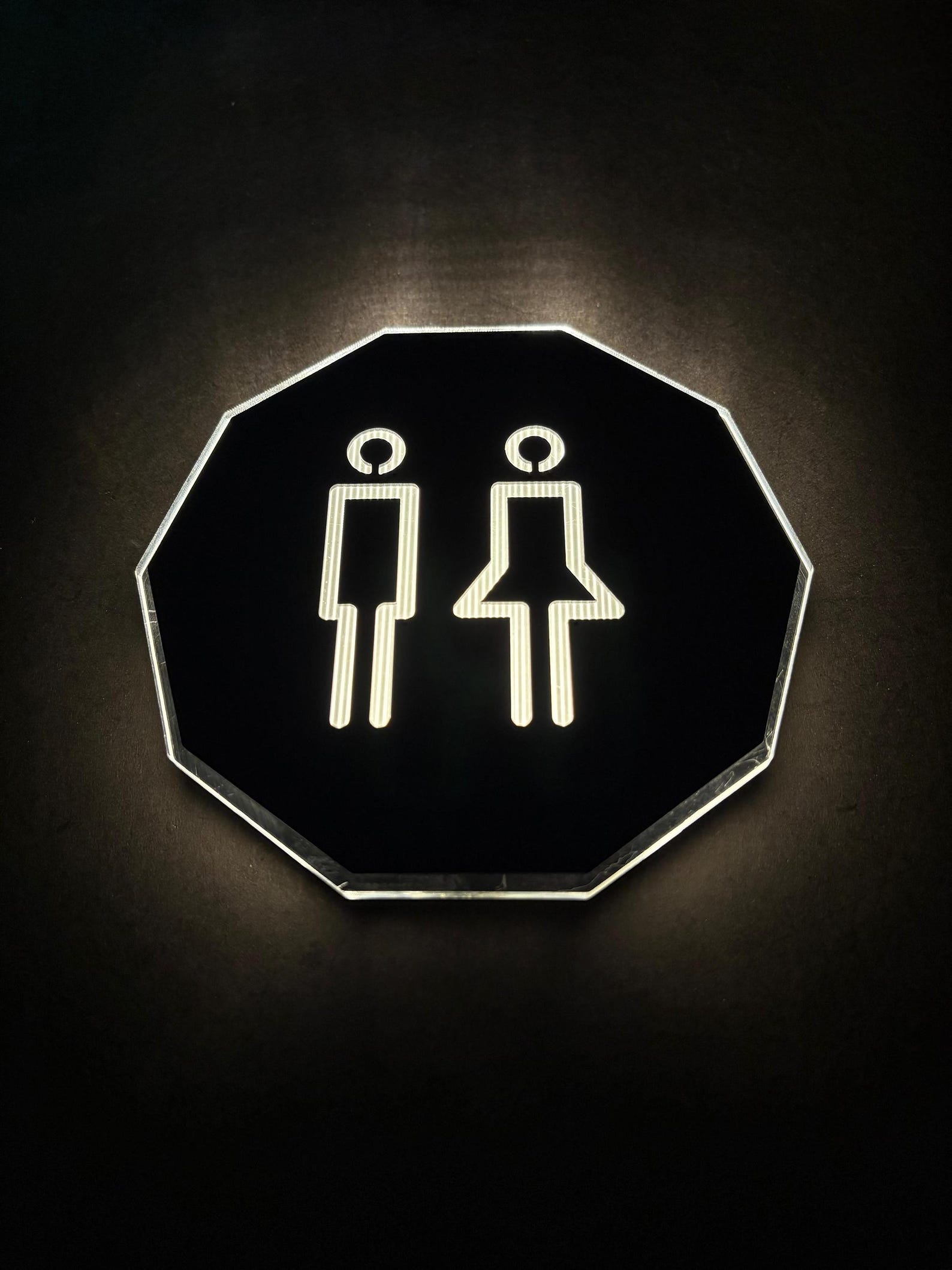 Glow Restroom Sign, LED Unisex Toilet Symbol, Backlit Bathroom Icon ...