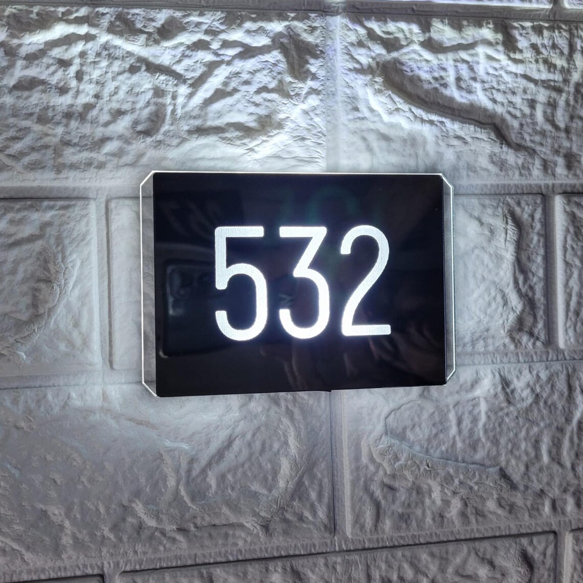 Illuminated House Number Sign, Modern LED Door Numbers, Custom Address ...