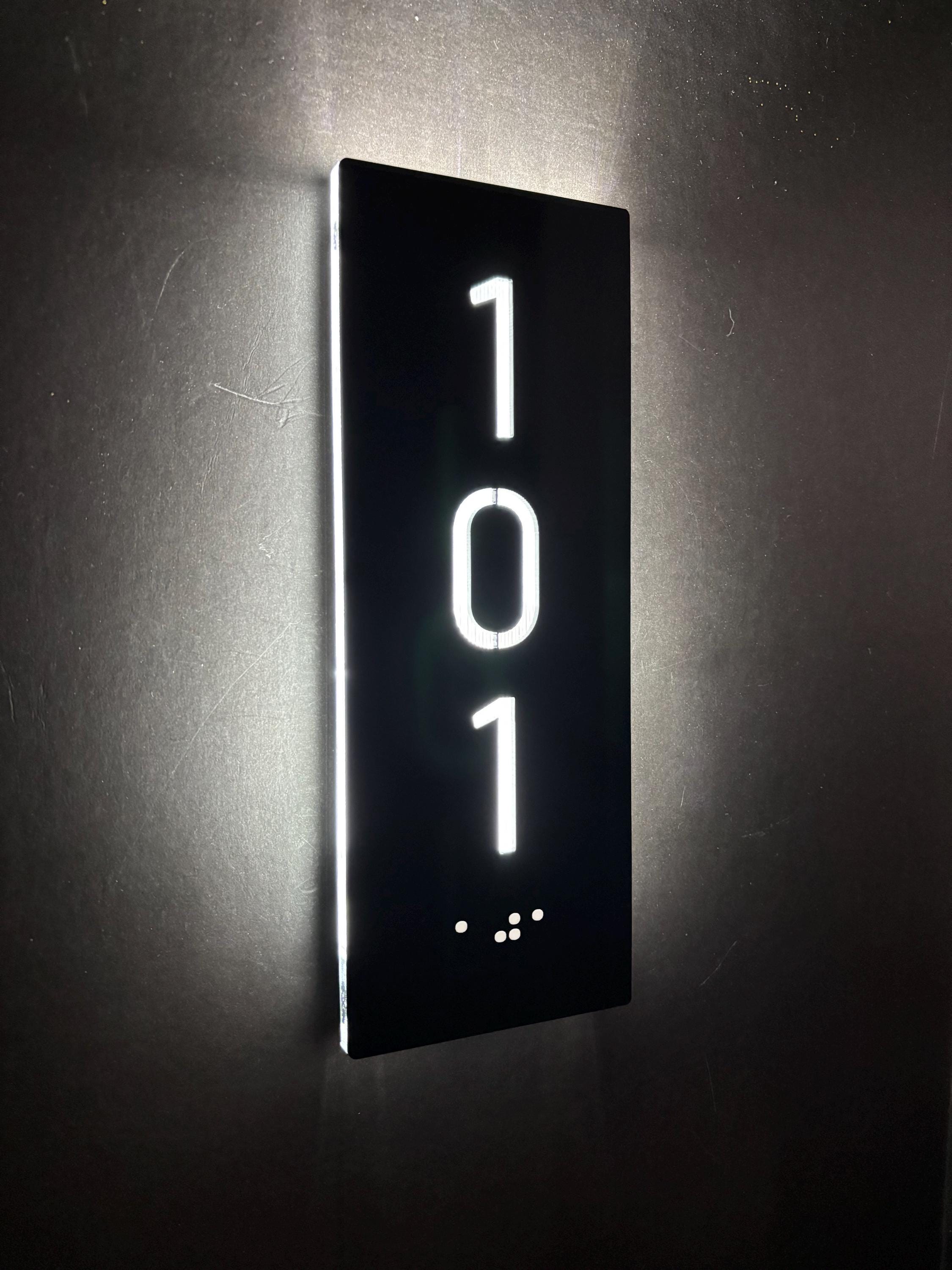 Hotel Door Number Sign With LED Light, Custom Acrylic Room Plaque, ADA ...