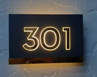 Illuminated House Number Sign, Modern LED Door Numbers, Custom Address ...