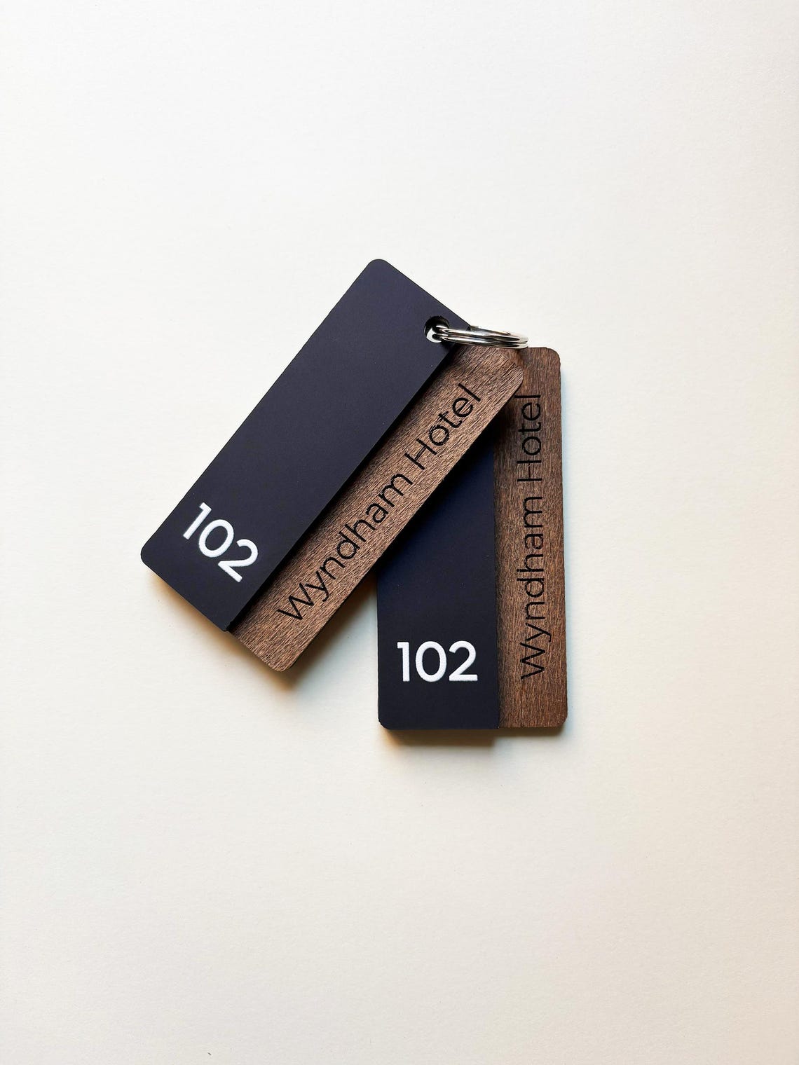 Wooden Hotel Keychain, Engraved Hotel Name and Room Number ...