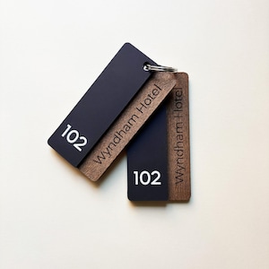 Wooden Hotel Keychain, Engraved Hotel Name and Room Number ...