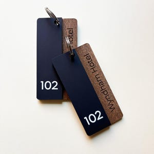 Wooden Hotel Keychain, Engraved Hotel Name and Room Number ...