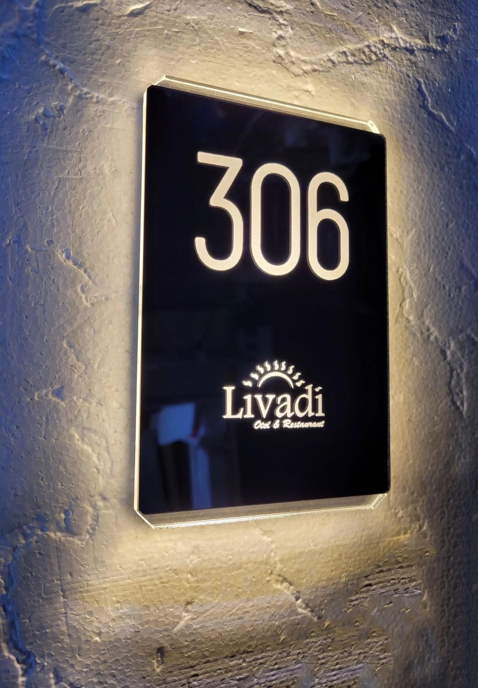 Premium LED Hotel Door Sign, Modern Acrylic Room Number Plaque ...