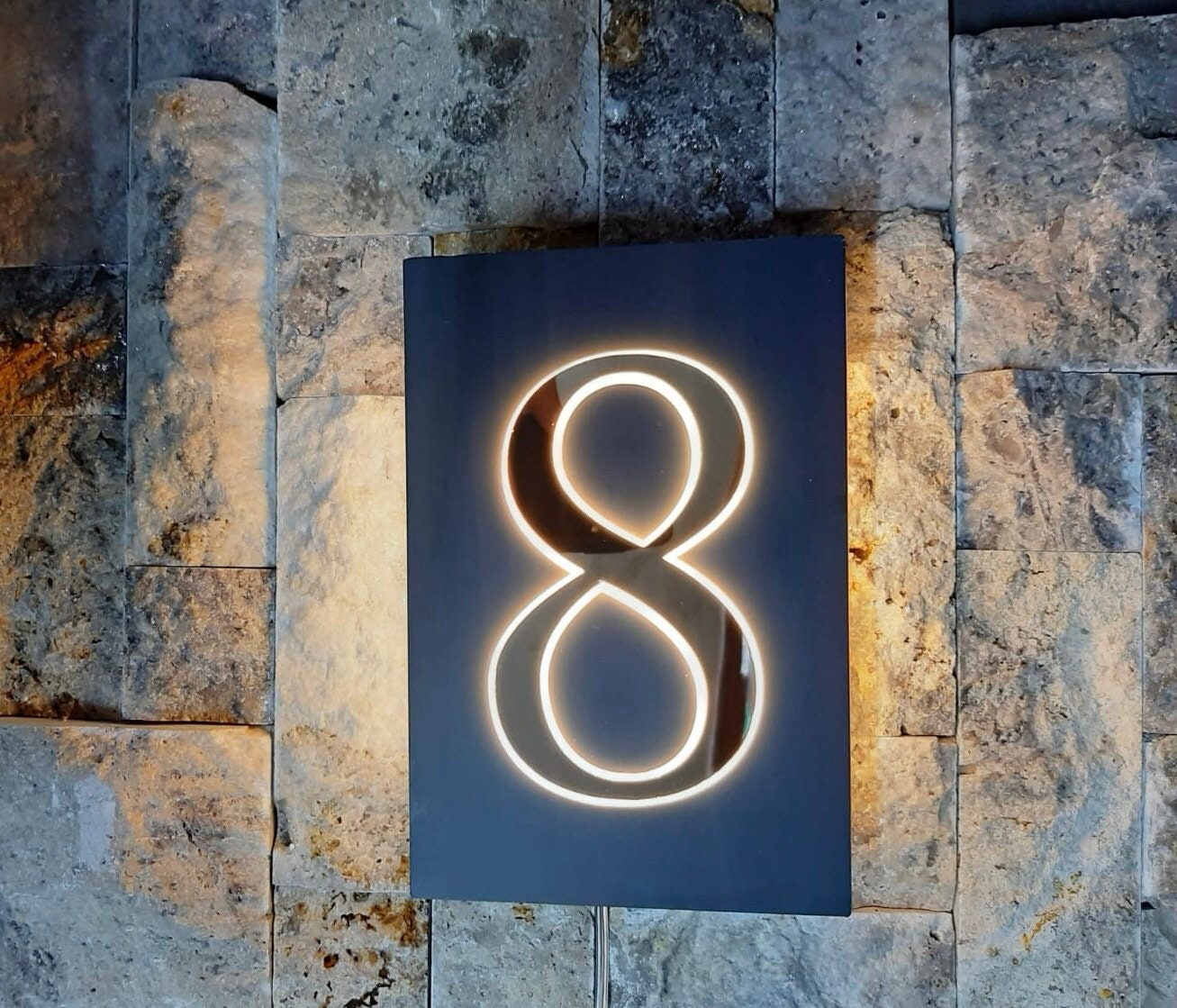 Illuminated House Number Sign, Modern LED Door Numbers, Custom Address ...
