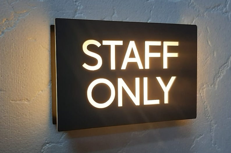Illuminated Staff Only Sign, Employees Only Sign, Office Door Plaque ...