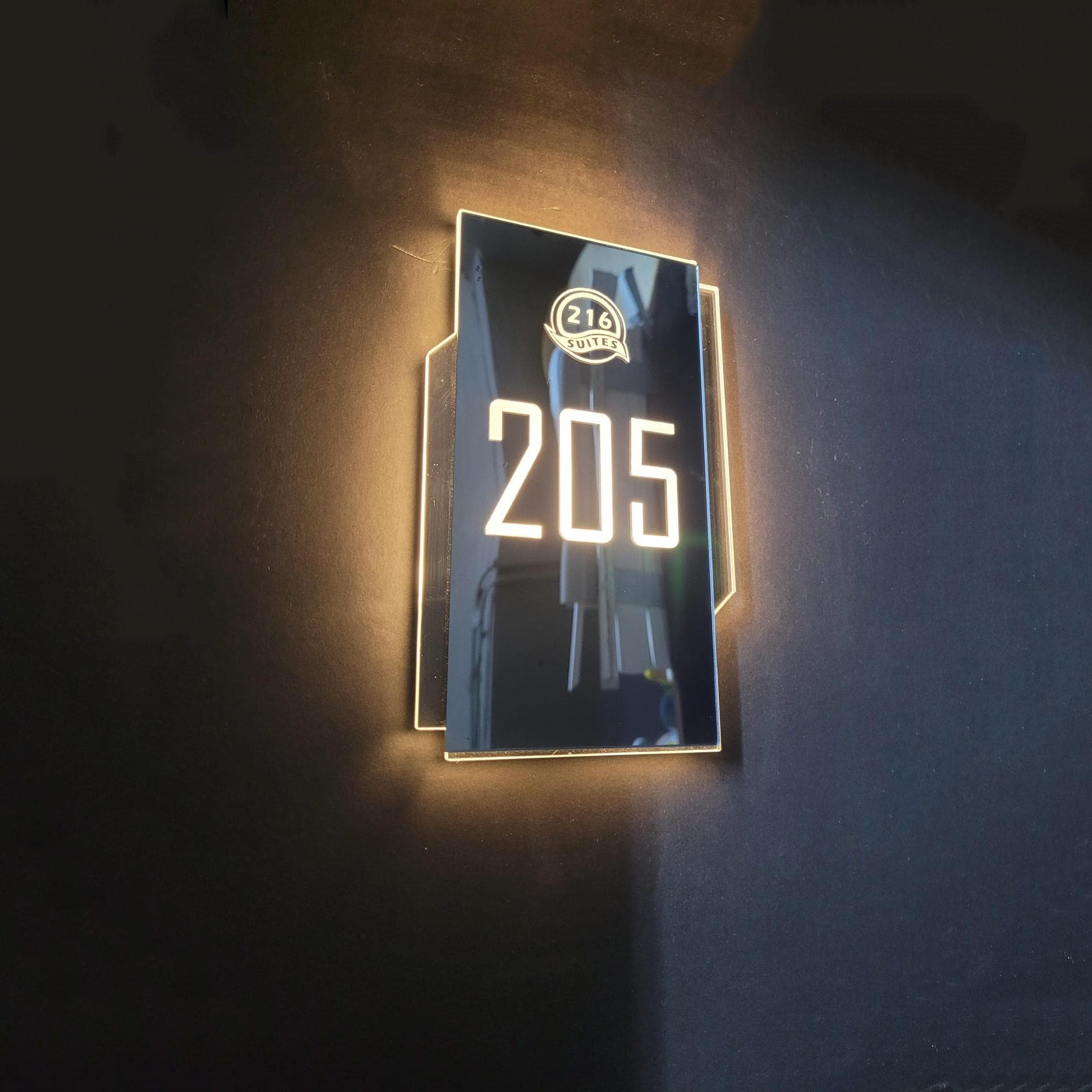 Elegant Custom LED Hotel Room Sign, Modern Acrylic Door Number Plaque ...