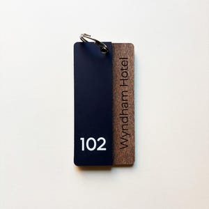 Wooden Hotel Keychain, Engraved Hotel Name and Room Number ...