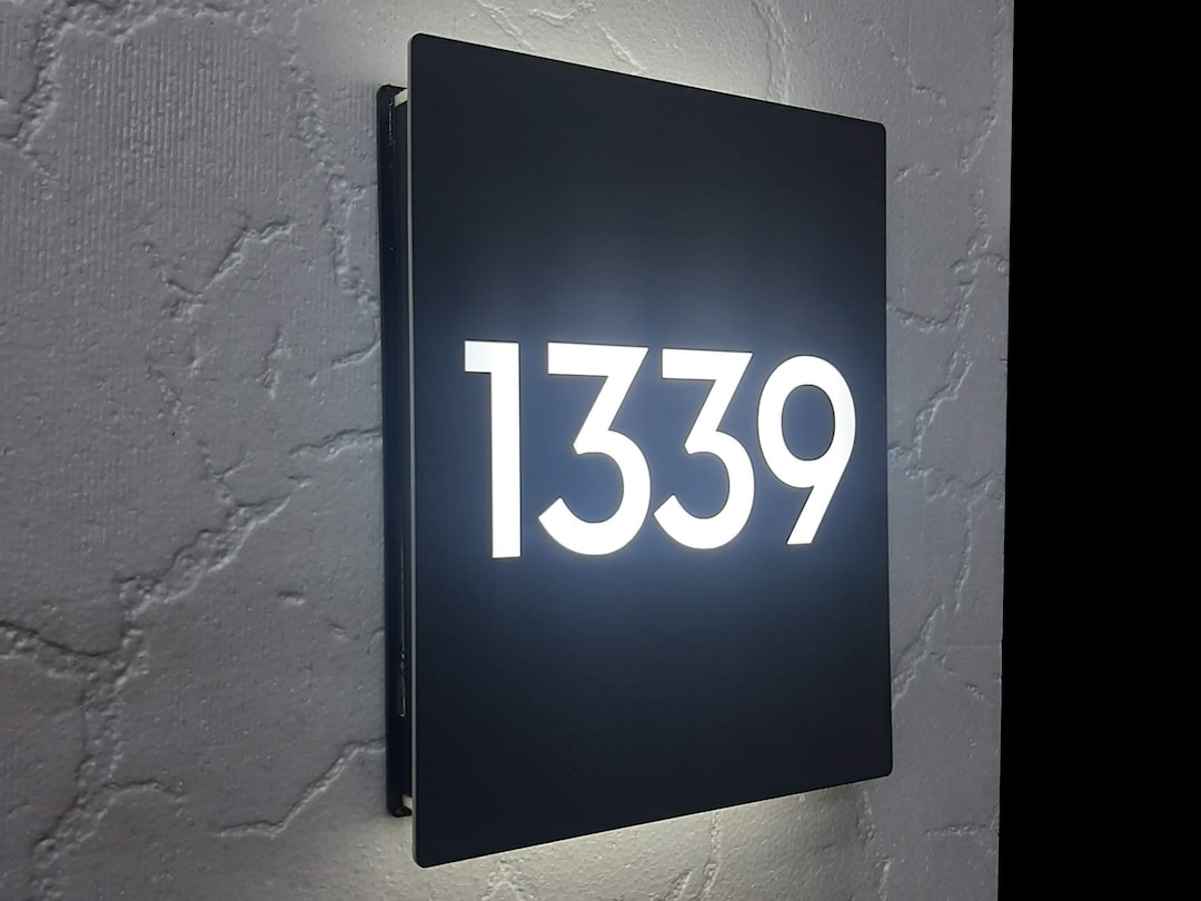 Illuminated House Number Sign, Modern LED Door Numbers, Custom Address ...