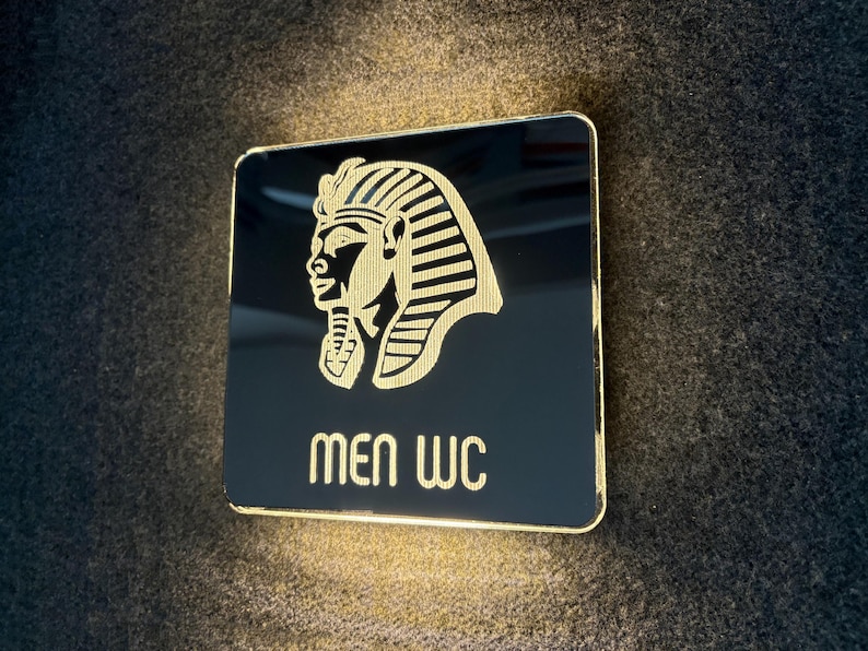 Backlit Restroom Sign, Cleopatra Women WC, Pharaoh Men WC, Illuminated ...