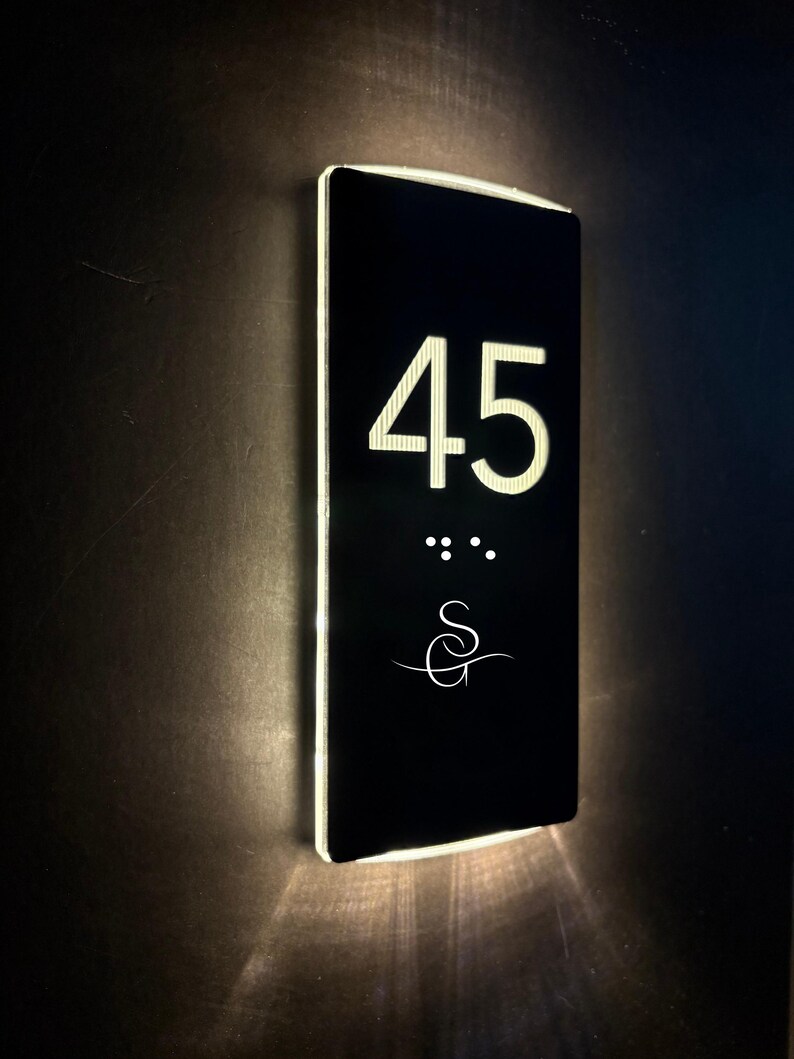 Custom LED Hotel Room Number Sign With Your Logo and ADA Braille ...