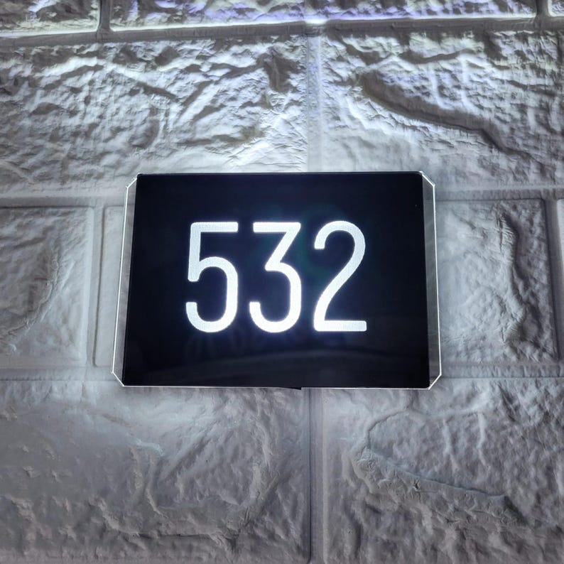 Illuminated House Number Sign, Modern LED Door Numbers, Custom Address ...