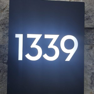 Illuminated House Number Sign, Modern LED Door Numbers, Custom Address ...